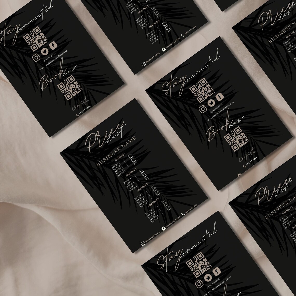Minimalist Black Price List Template Sign QR Code Menu - Etsy