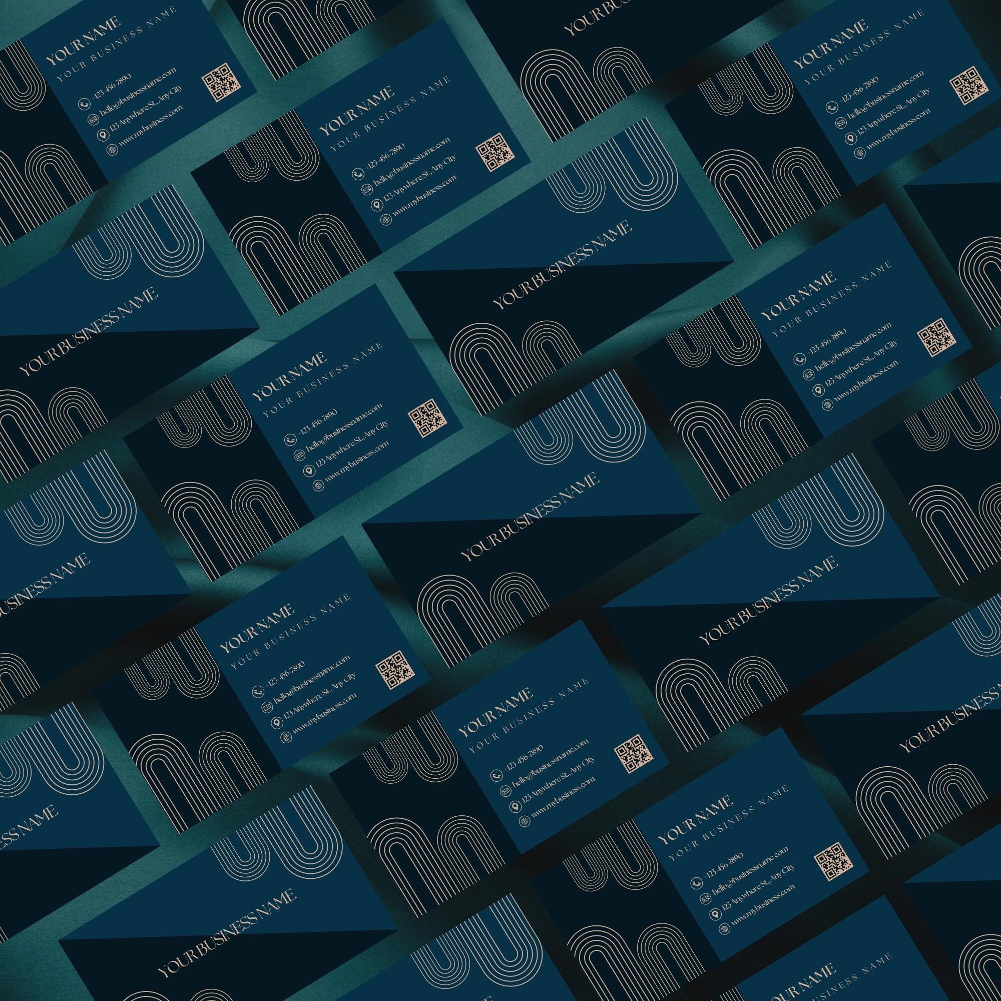 Navy Blue Rainbow Business Card Design, Luxury Business Card for Beauty ...