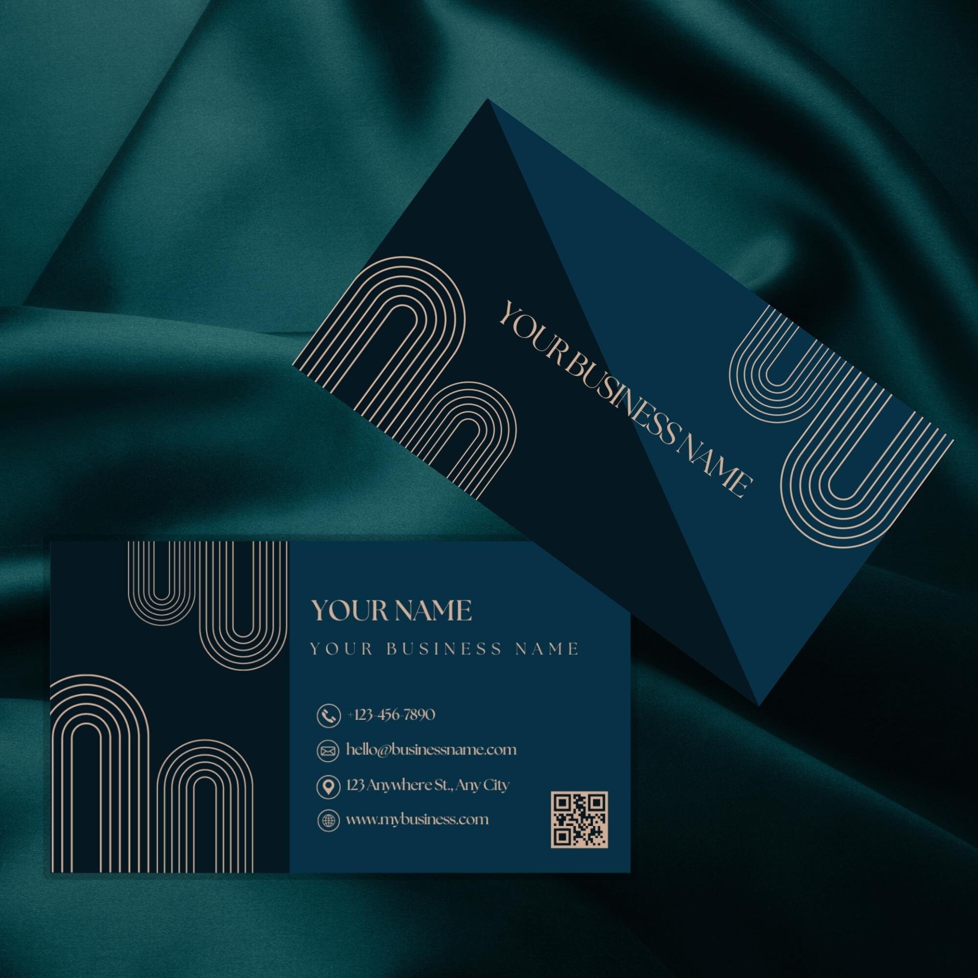 Navy Blue Rainbow Business Card Design, Luxury Business Card for Beauty ...