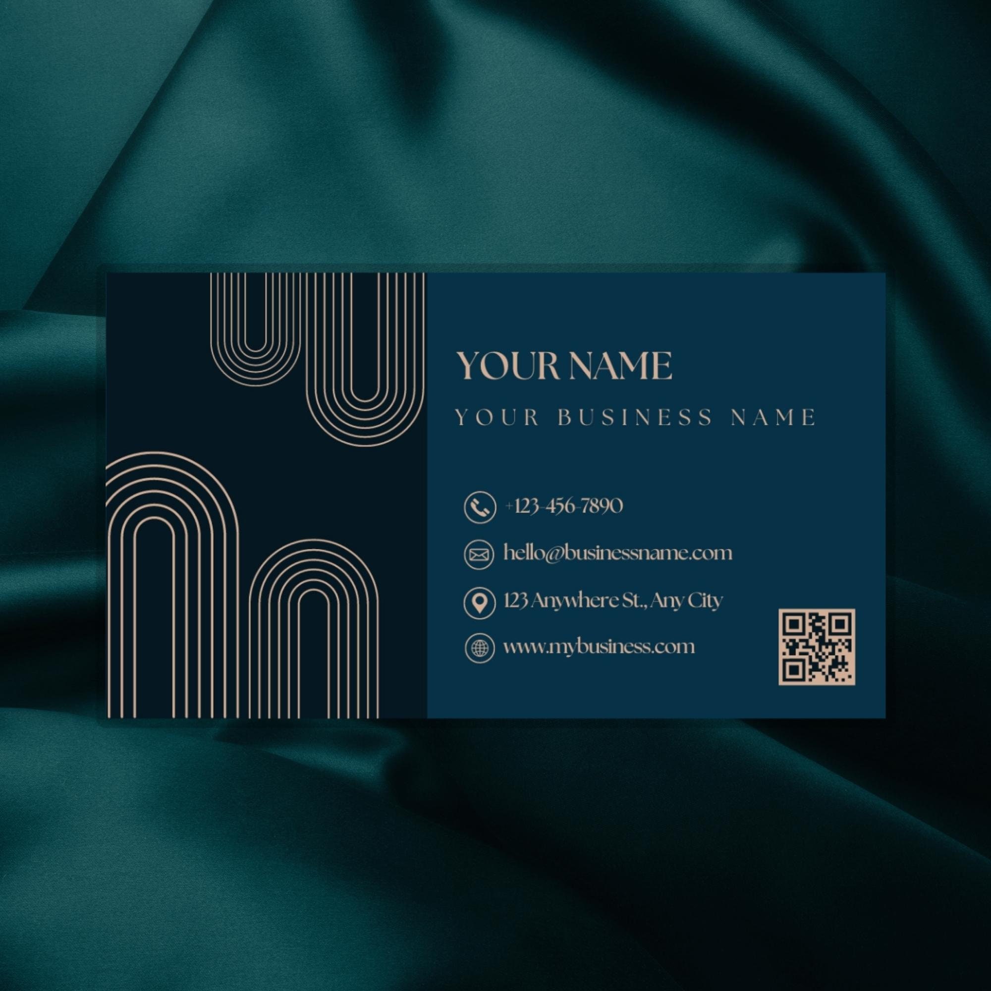 Navy Blue Rainbow Business Card Design, Luxury Business Card for Beauty ...