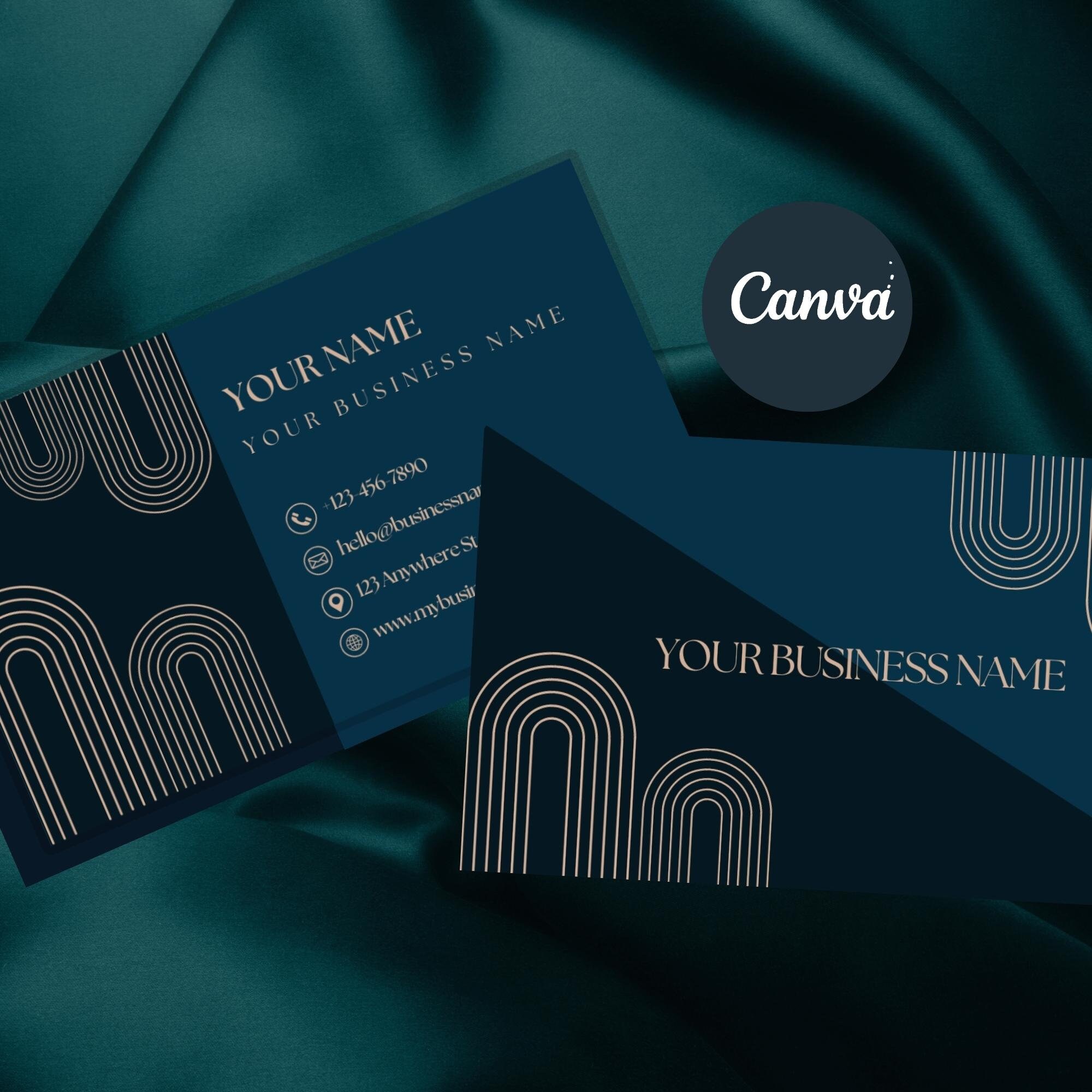 Navy Blue Rainbow Business Card Design, Luxury Business Card for Beauty ...