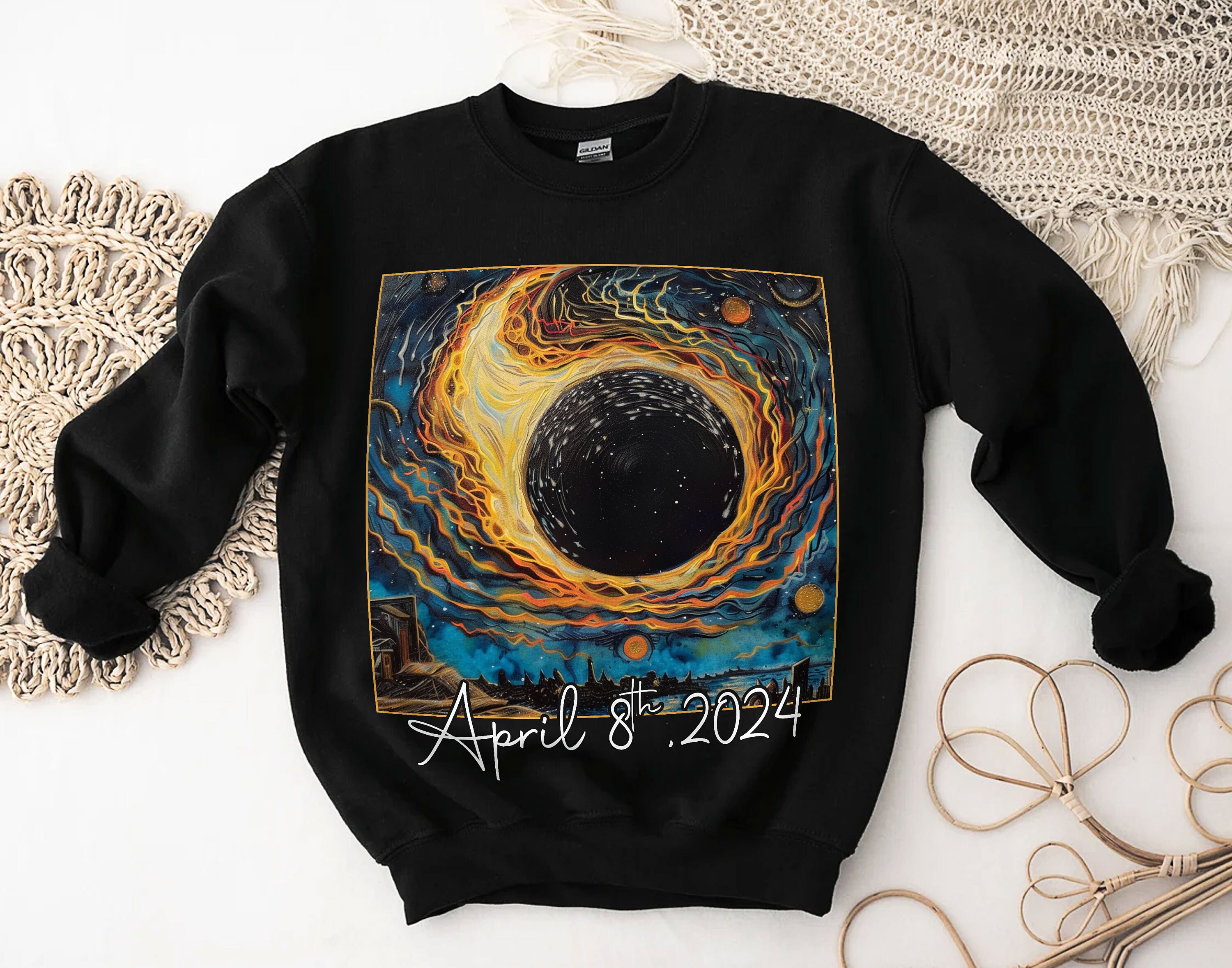 Van.gogh Total Solar Eclipse 2024 T-shirt, Spring Solar Eclipse ...