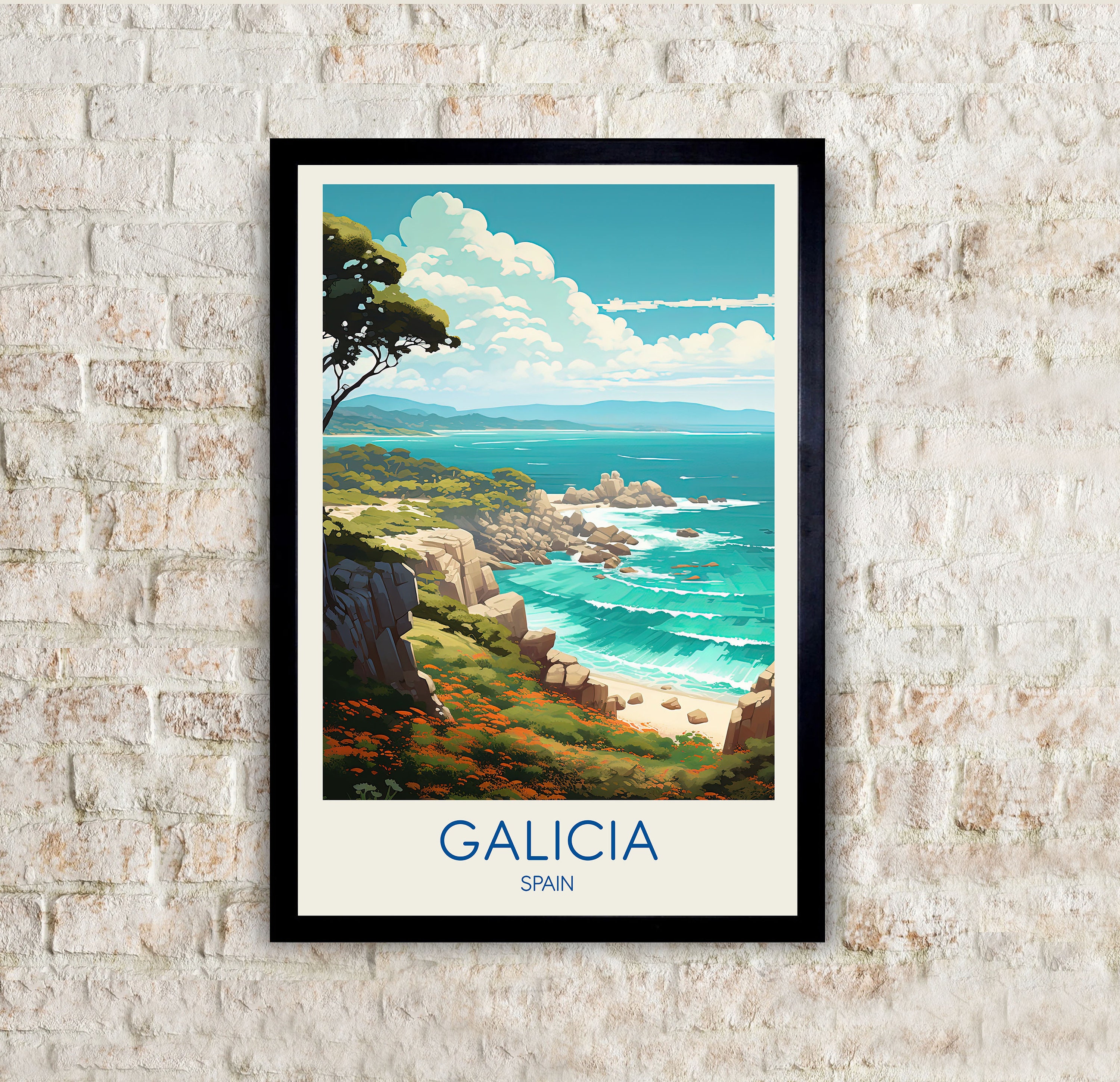 Galicia Travel Poster Galicia Poster Galicia Art - Etsy
