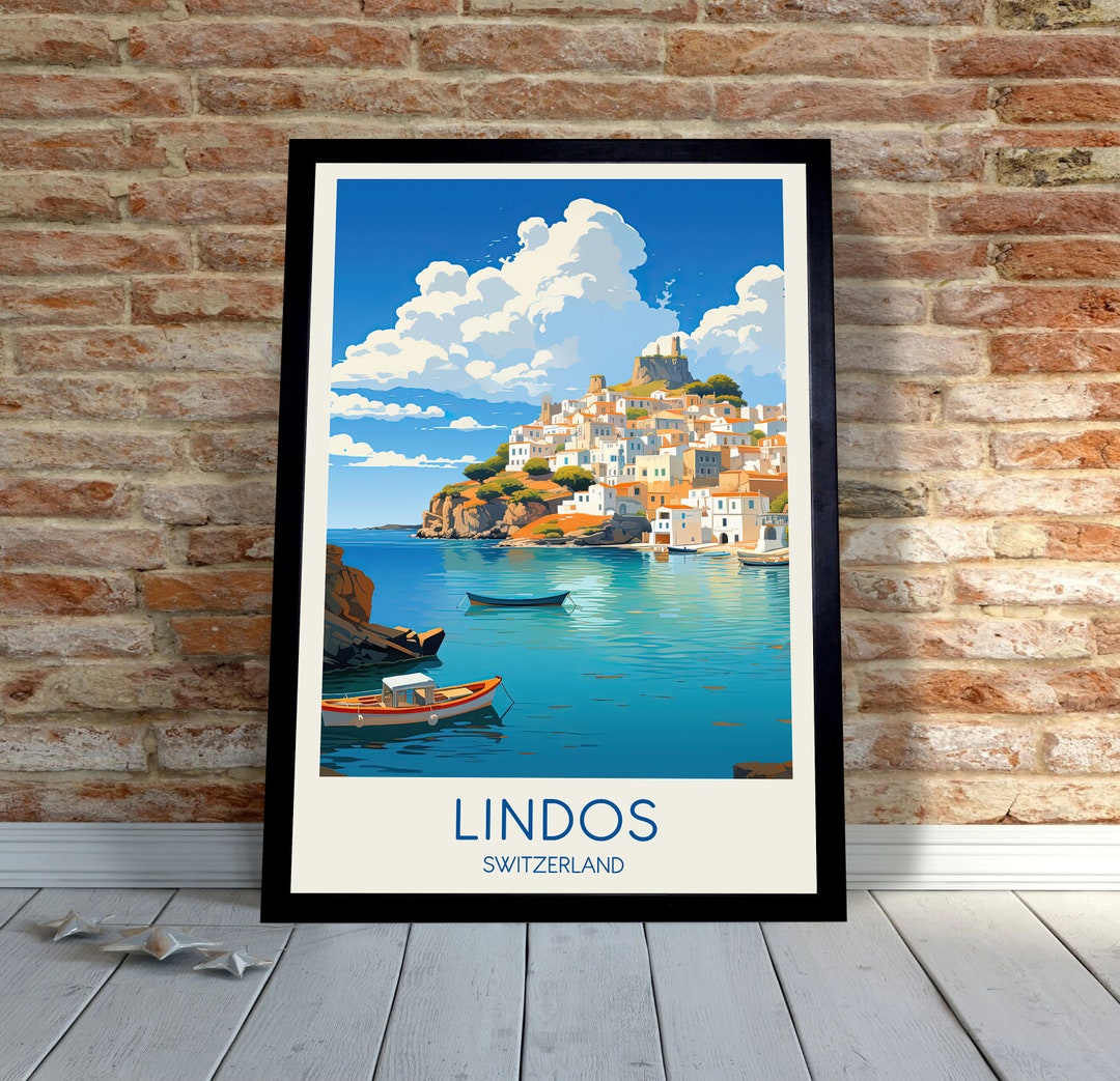 Lindos Travel Poster Lindos Poster Lindos Art Illustration - Etsy