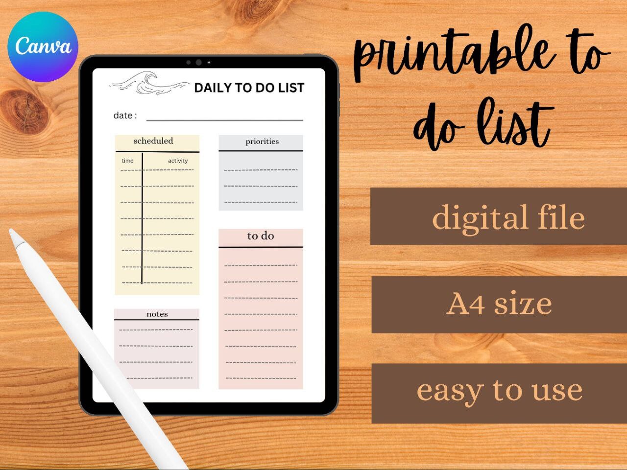 Printable to Do List Template - A4 Print Checklist - Daily Weekly ...