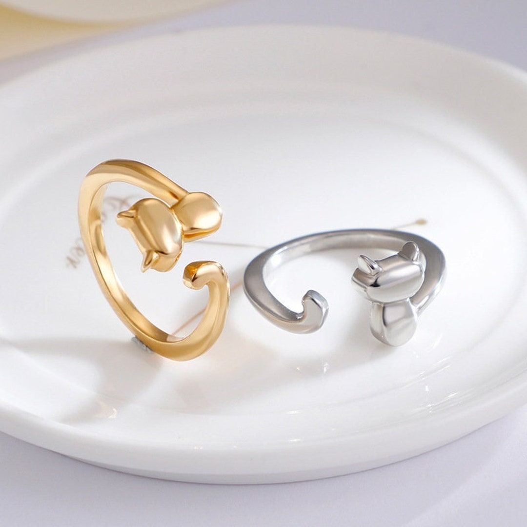 Simple Cute Cat Ring Kawaii Cat Ring Adjustable Cute Cat - Etsy
