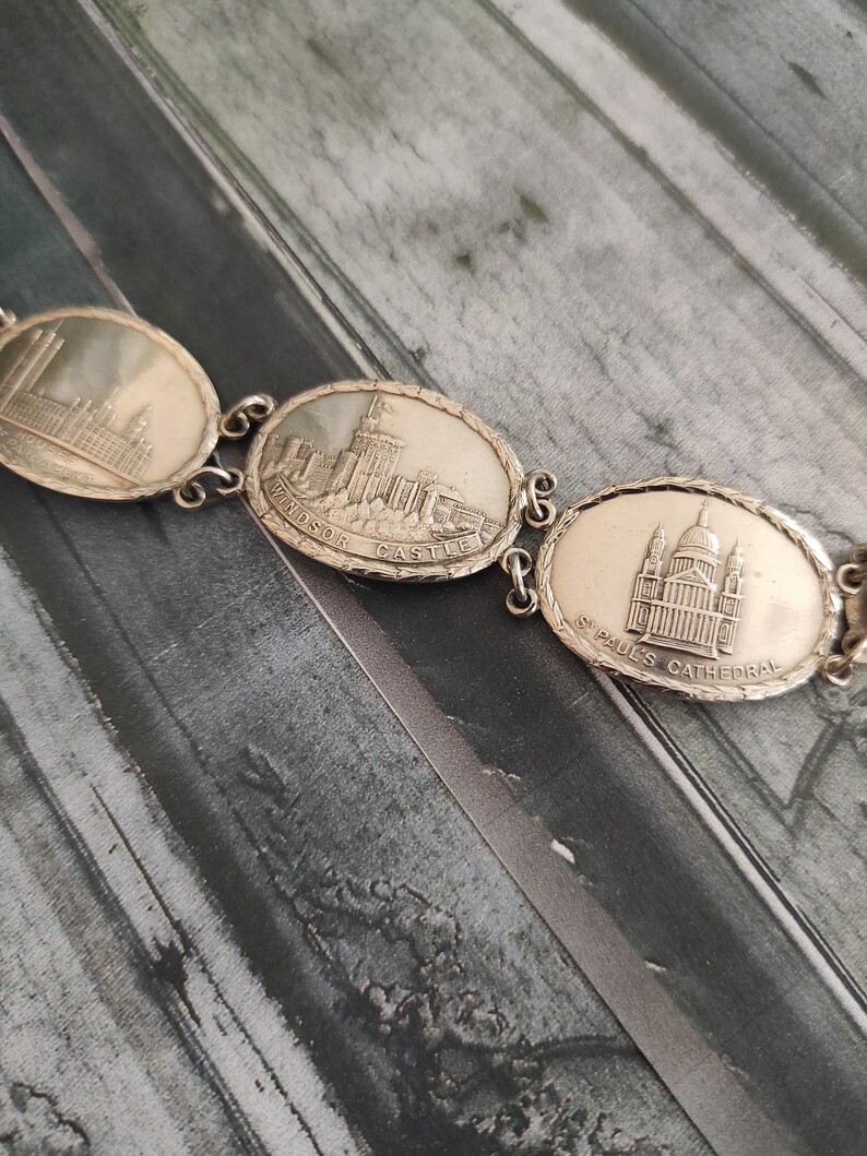 Vintage London Landmarks Silver Link Bracelet - Etsy