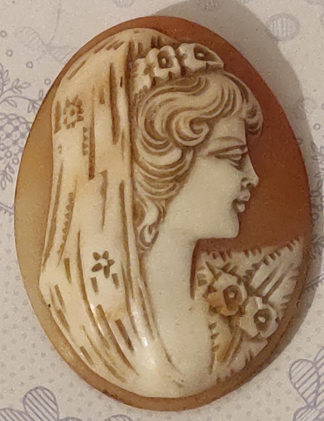 Antique Shell Cameo to Mount: Pretty Lady With Veil, Jewelry Making. - Etsy