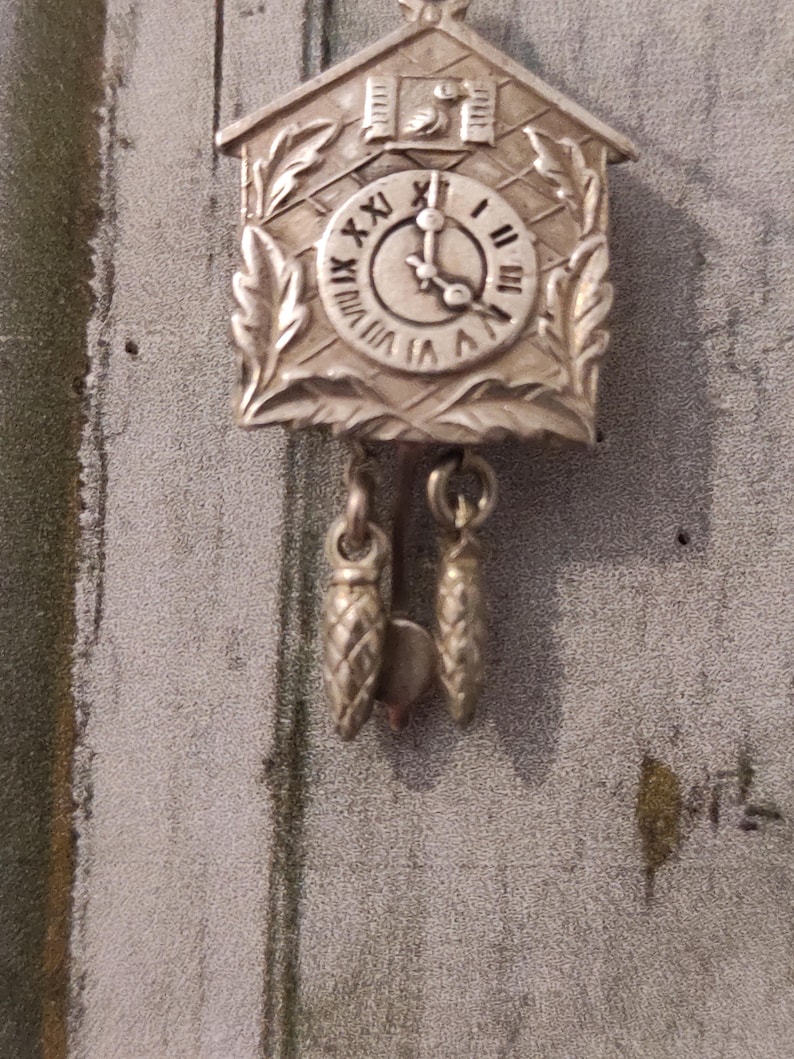 Vintage Cuckoo Clock, 800 Silver, With Moving Pendulum.large Size Charm ...
