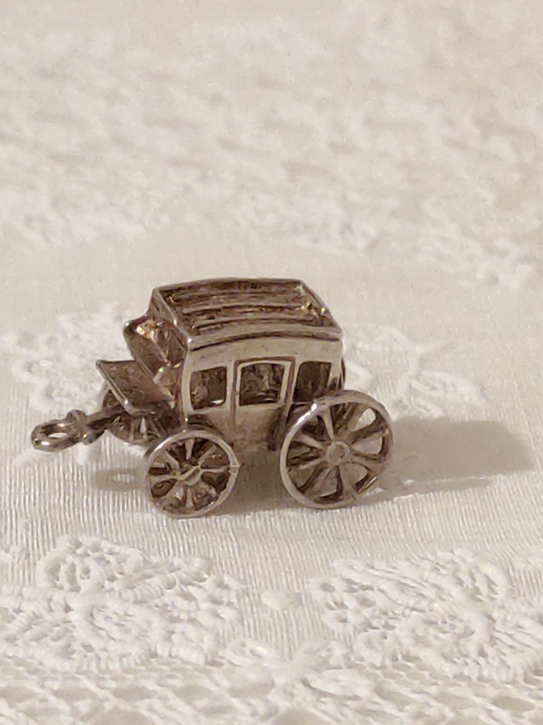Vintage Carriage Large CHIM, Charm/pendant. Moving Wheels Back and ...