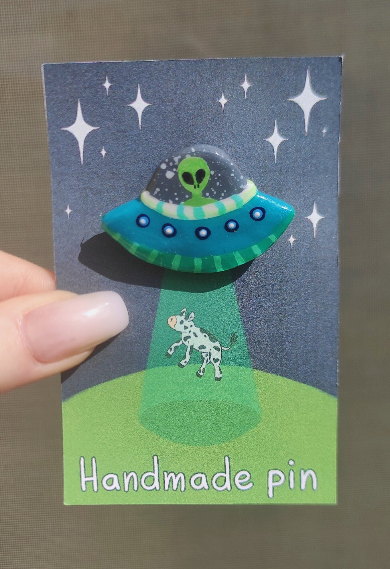 Handmade Alien UFO Pin - Etsy