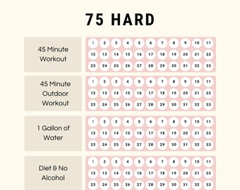 75 Hard Tracker, PRINTABLE 75 Hard Journal, Daily Tracker, Vertical ...