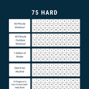 75 Hard Tracker, PRINTABLE 75 Hard Journal, Daily Tracker, Vertical ...