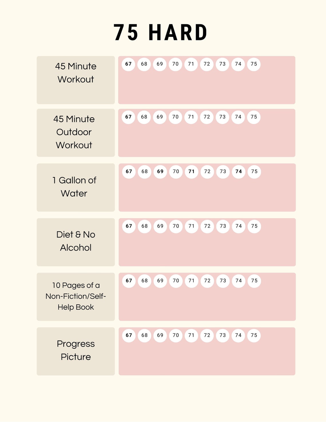 75 Hard Tracker, PRINTABLE 75 Hard Journal, Daily Tracker, Vertical ...