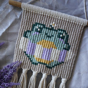 Cute Frog Macrame Wall Hanging, Animal Frog Pixel Art for Kids, Kids ...