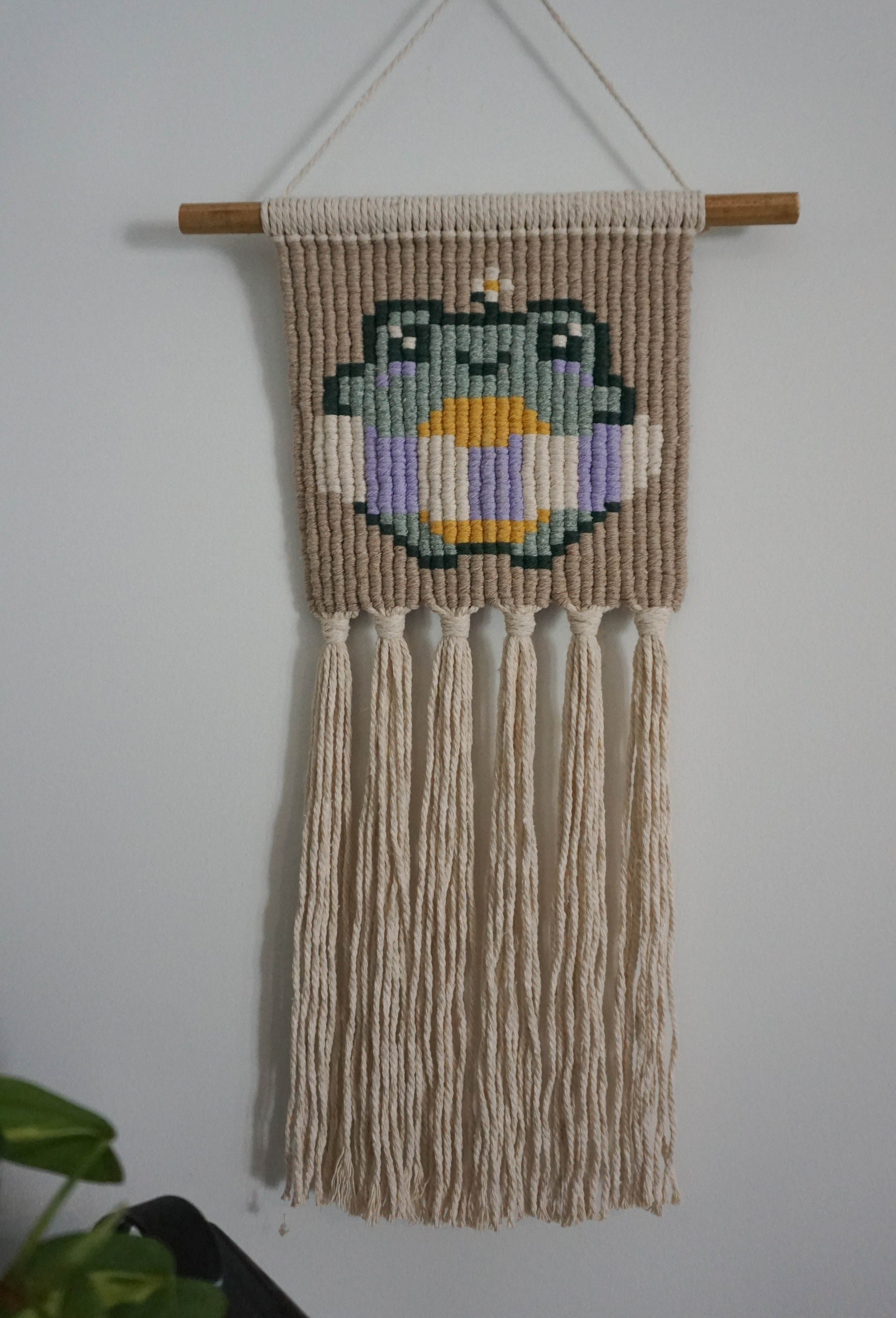 Cute Frog Macrame Wall Hanging Animal Frog Pixel Art for - Etsy