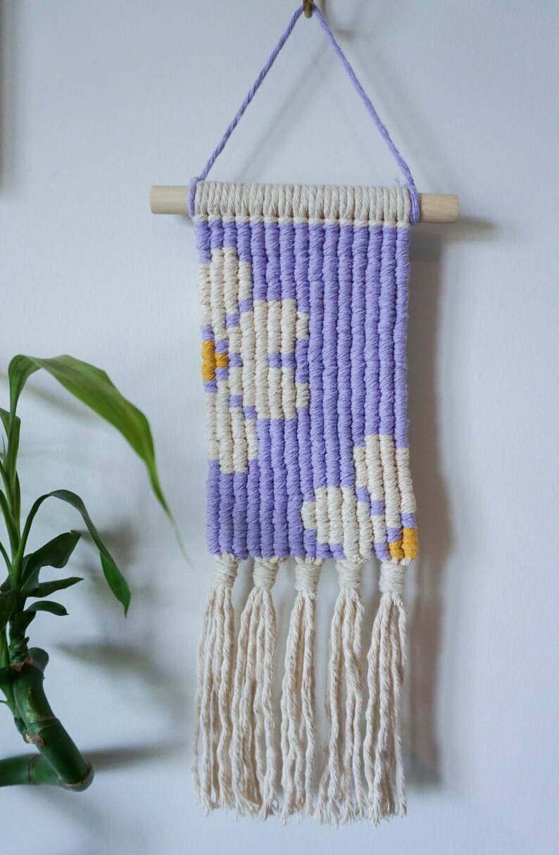 Macrame Pixel Art Wall Hanging, Pixel Flower Pattern | Wall Decor ...