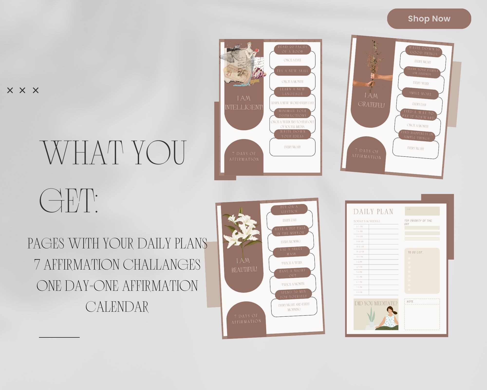 Printable Planner, Affirmation Planner, 7 Days Affirmations, Everyday ...