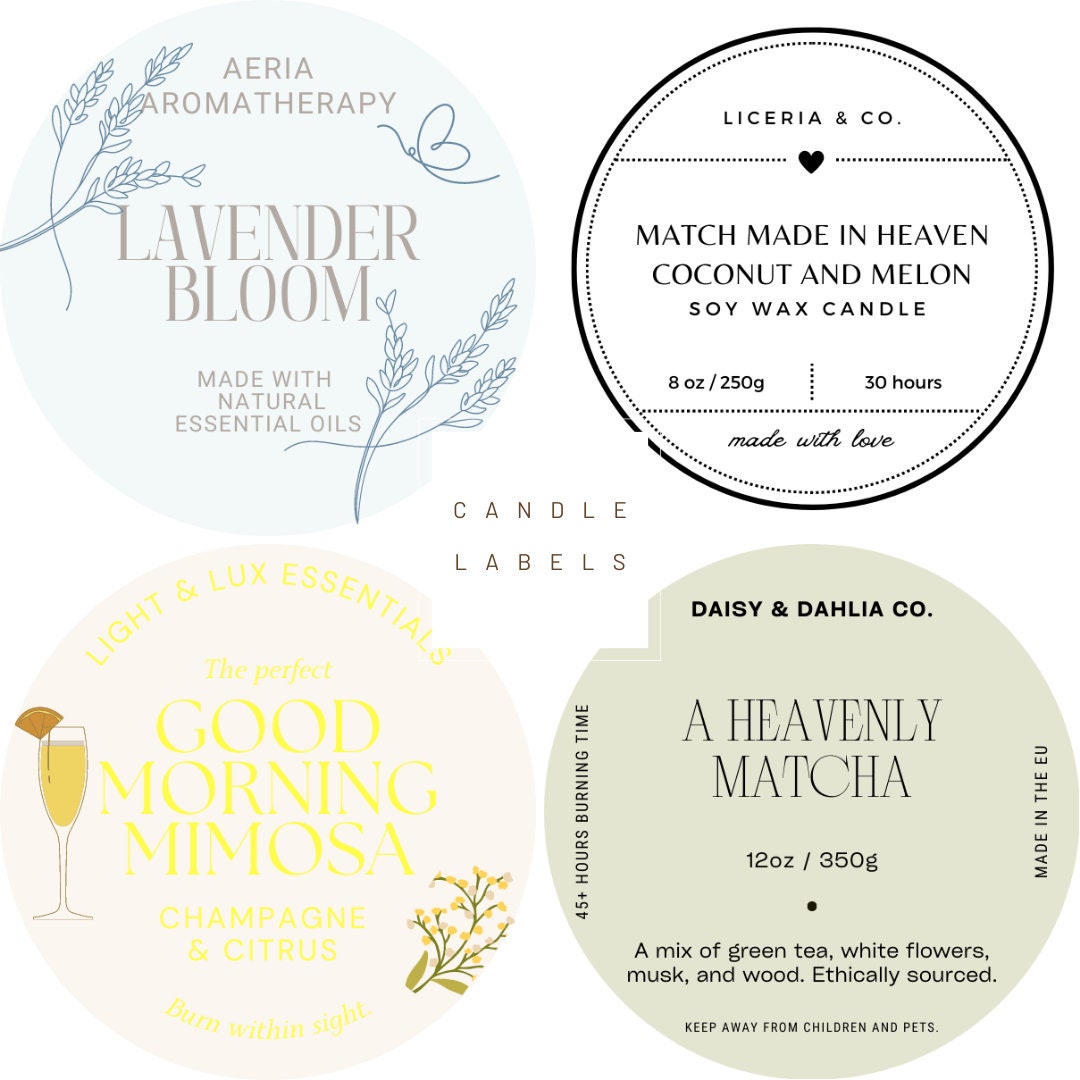 Editable Candle Label Bundle, Modern Candle Label Designs, Custom ...