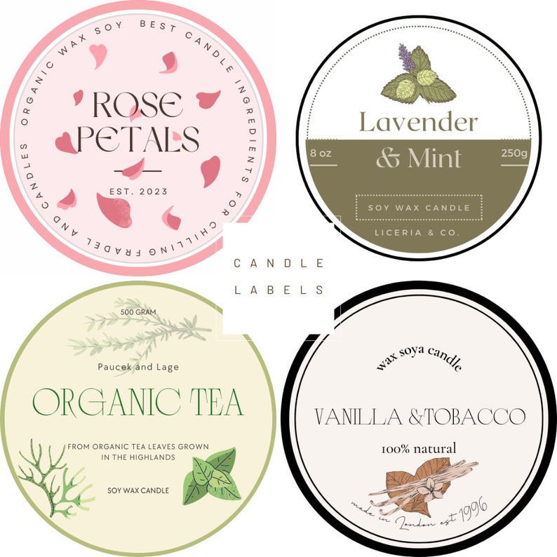 Editable Candle Label Bundle, Modern Candle Label Designs, Custom ...
