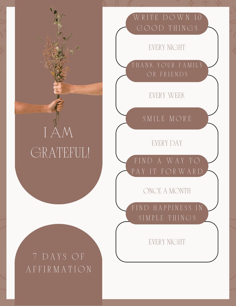 Printable Planner, Affirmation Planner, 7 Days Affirmations, Everyday ...