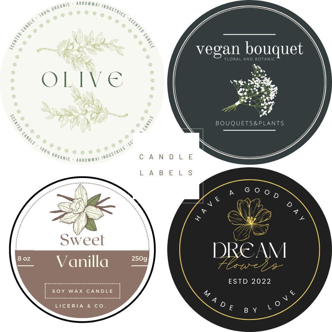 Editable Candle Label Bundle, Modern Candle Label Designs, Custom ...