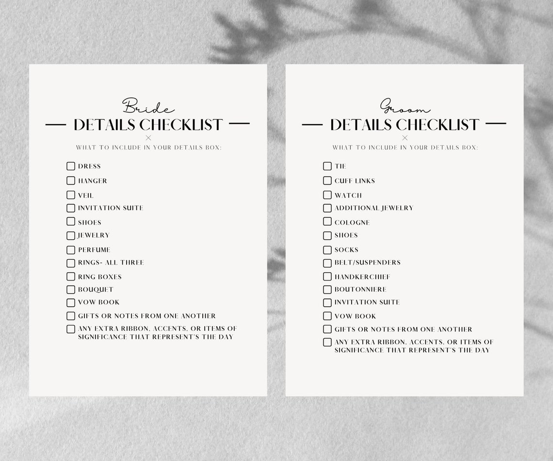 Bride & Groom Wedding Details Checklist, Wedding Checklist Template ...