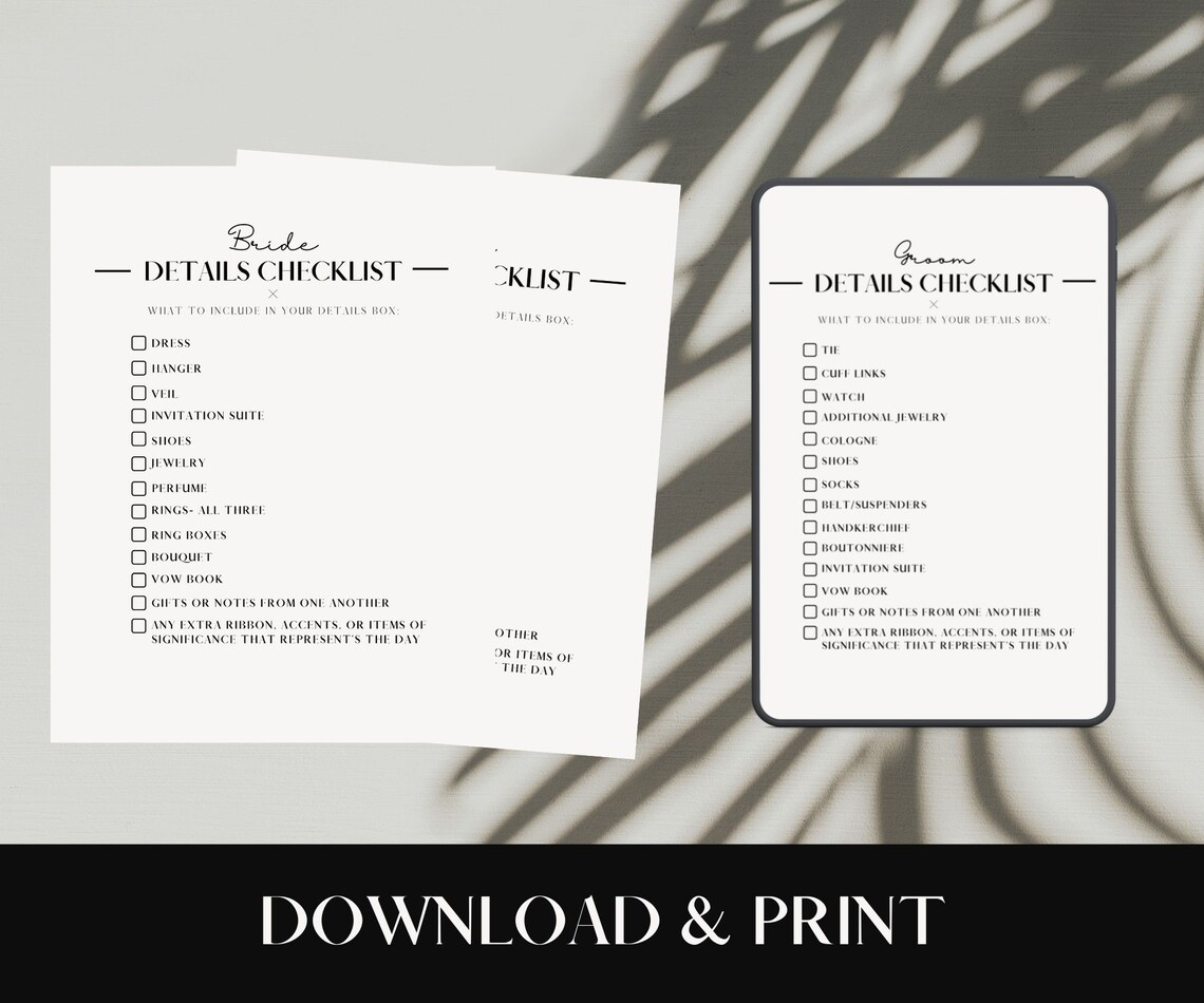Bride & Groom Wedding Details Checklist, Wedding Checklist Template ...