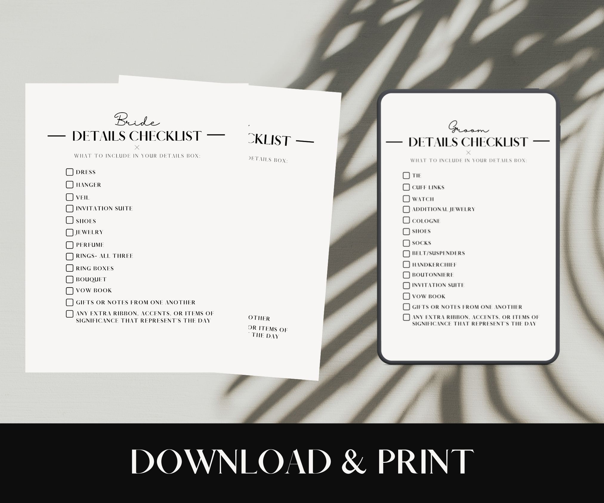 Bride & Groom Wedding Details Checklist, Wedding Checklist Template ...