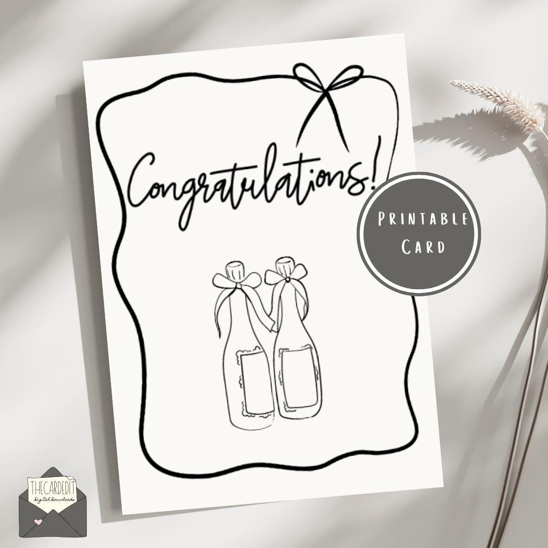 Congratulations Card Champagne Celebration Card Printable Congrats Card ...