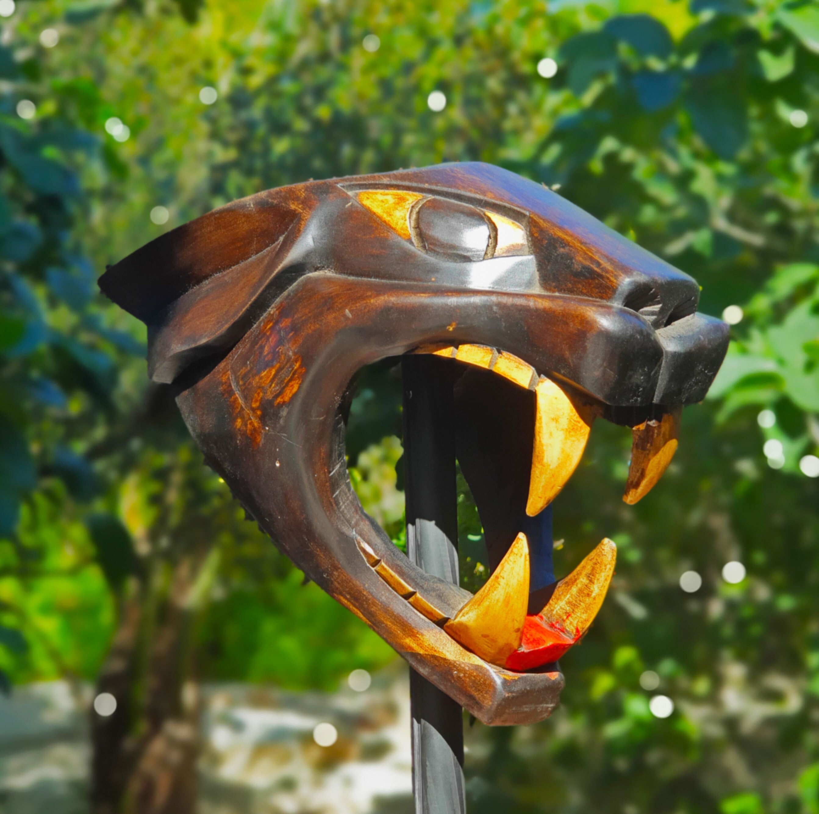 Handmade Mexican Maya Jaguar Head Mask. Original, One of a Kind Wood ...