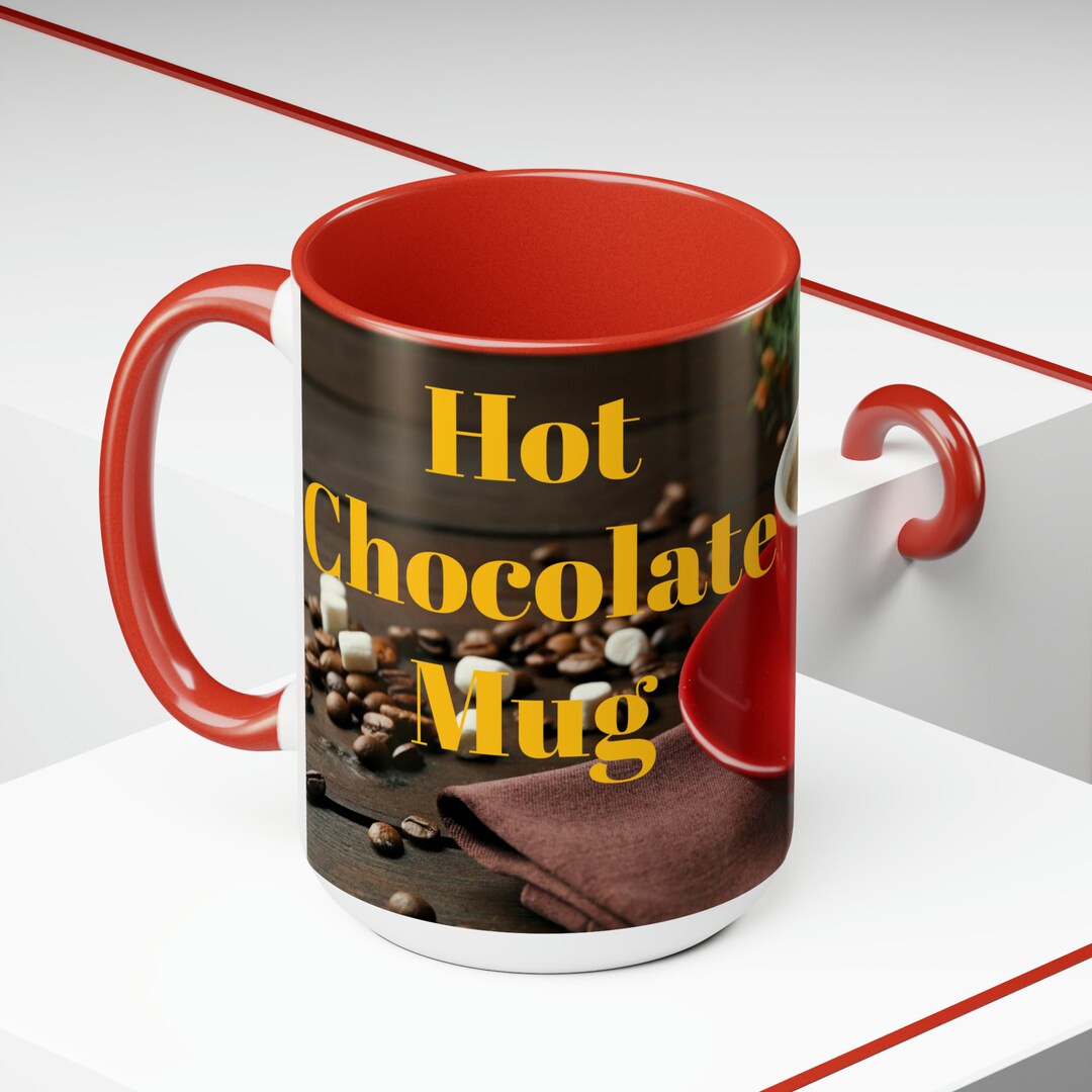 15 Oz, "hot Chocolate Christmas Mug"two-tone Coffee Mugs - Etsy