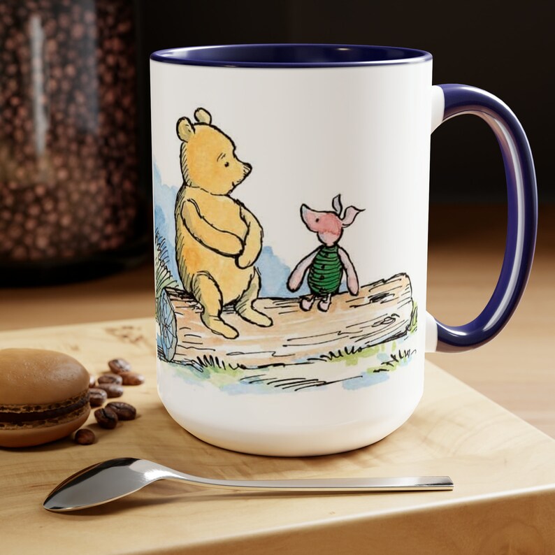 15 Oz, Pooh and Piglet Having a Chat Two-tone Coffee Mug - Etsy