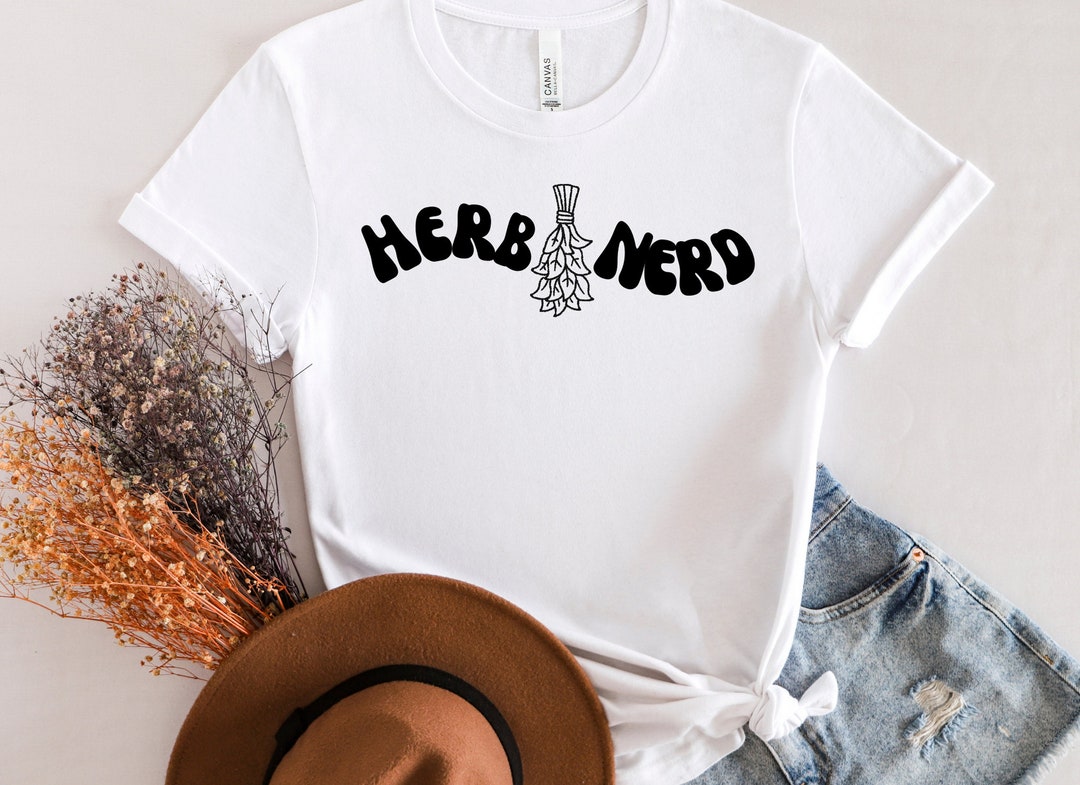 Womens Herb Nerd Trendy T-shirt Groovy Retro Design Letters Herb Girl ...