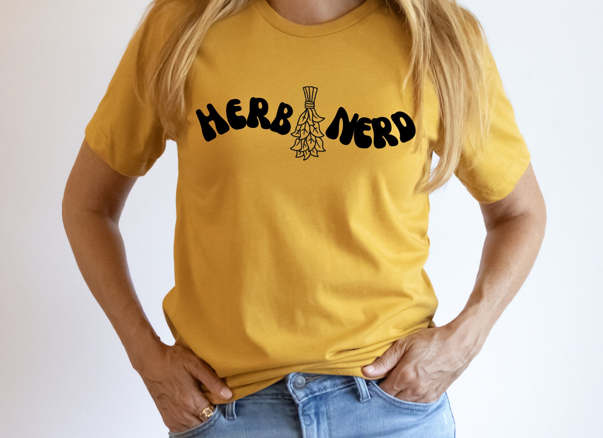 Womens Herb Nerd Trendy T-shirt Groovy Retro Design Letters Herb Girl ...