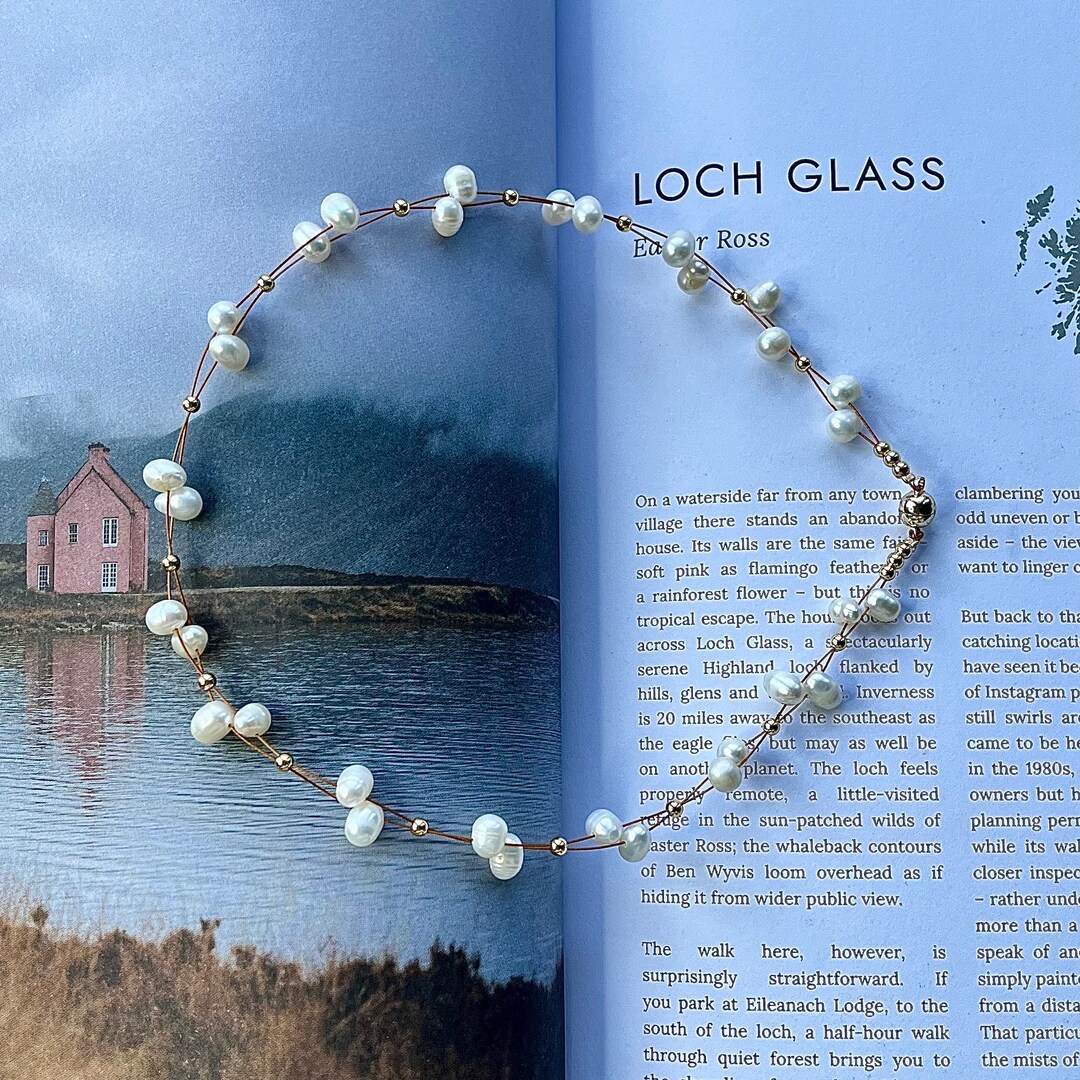 Simple Gold And Pearl Necklace Handmade Freshwater Necklace Etsy
