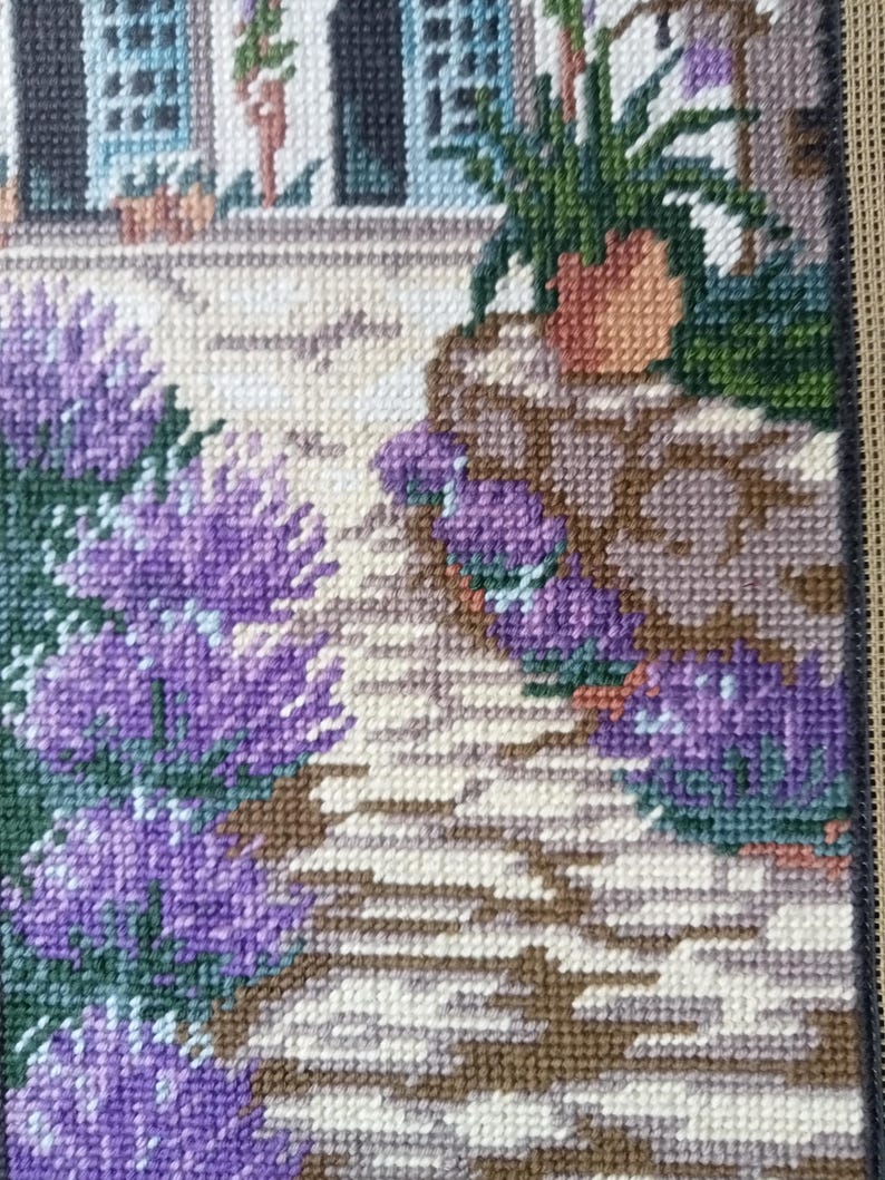 Handmade Needlepoint Landscape: Mediterranean Seaside With Lavender ...