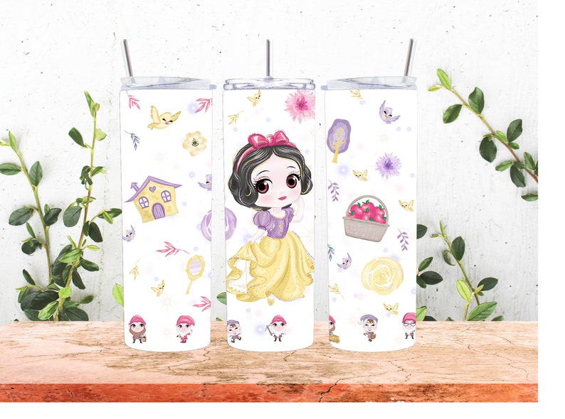 Snow White & the 7 Dwarfs SKINNY TUMBLER 20oz Wrap SUBLIMATION ...