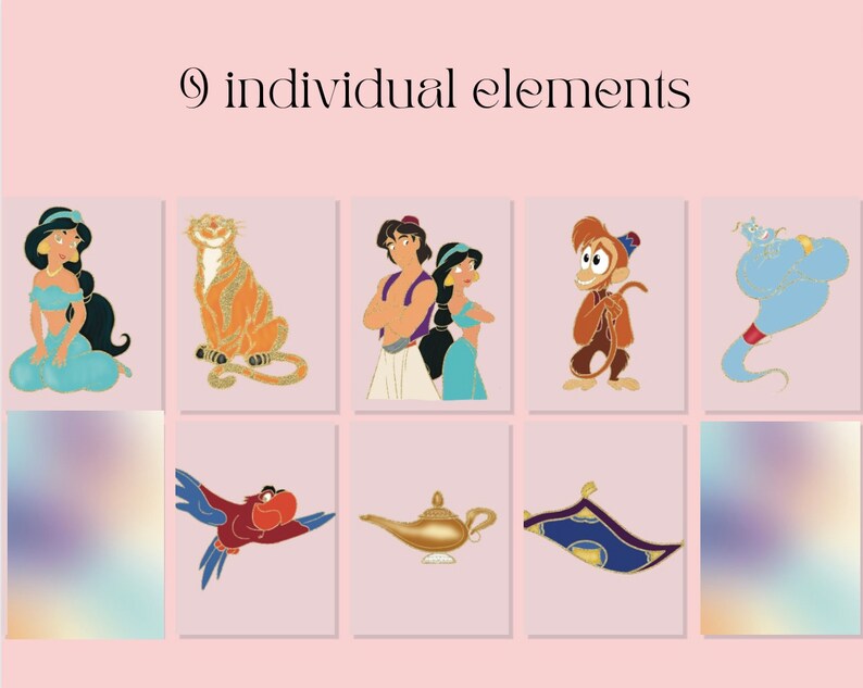Aladdin & Friends CLIPART PNG Character Images, Hand Drawn - Etsy