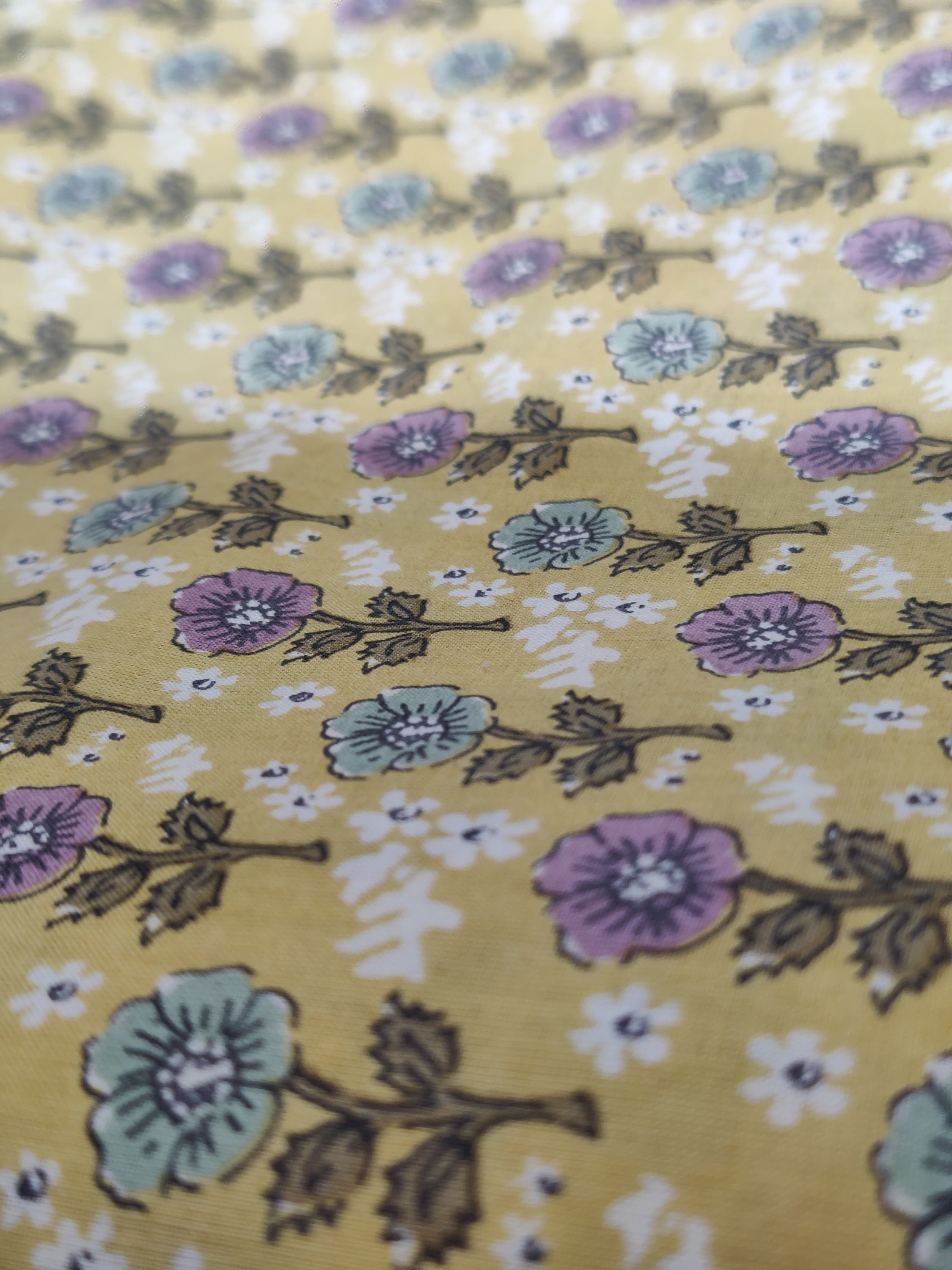 Indian Hand Block Print Fabric, Floral Print Fabric, Handmade Fabric ...