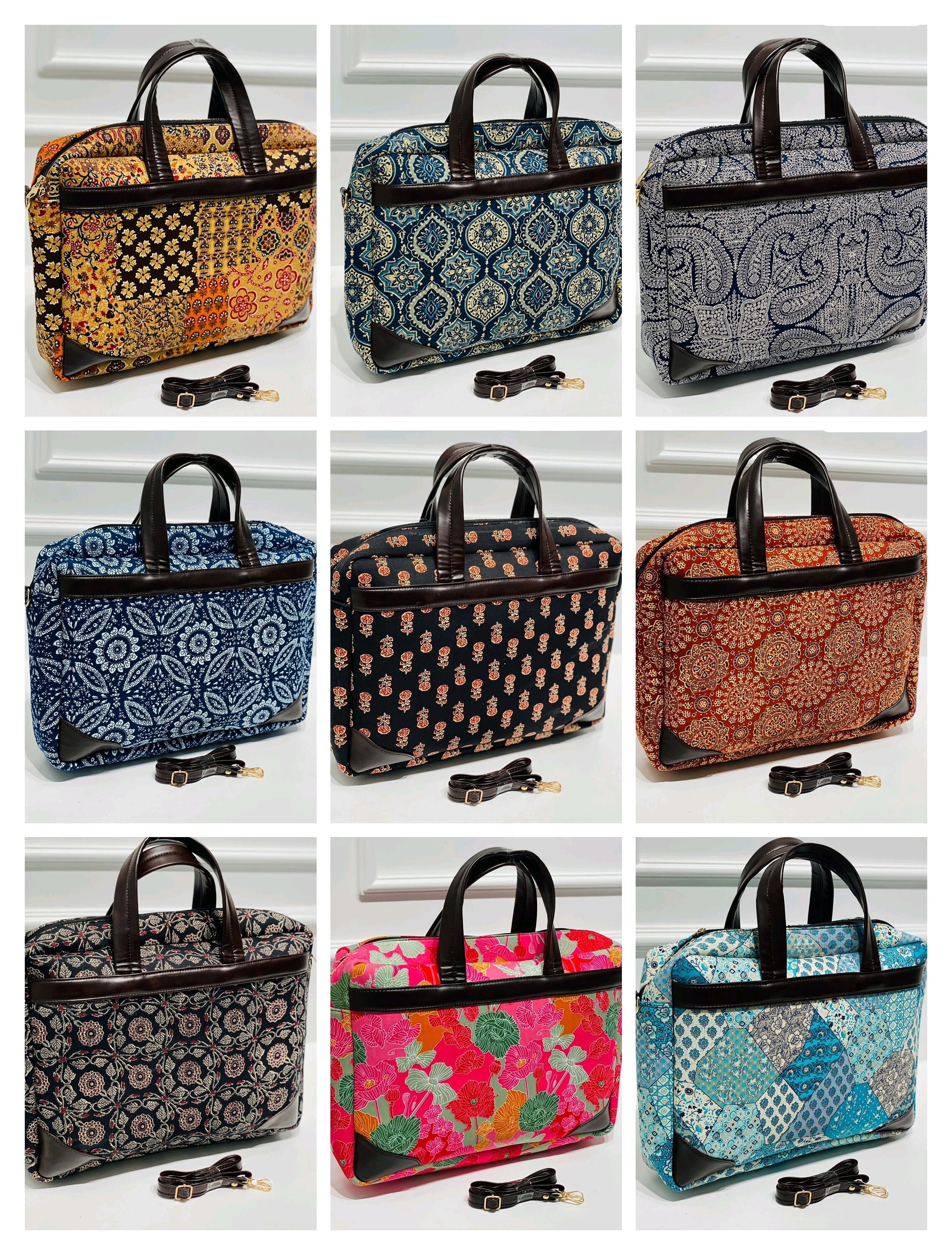 17 Laptop Bag PDF Sewing Pattern With Fabric & Denim Laptop Bag Pattern ...