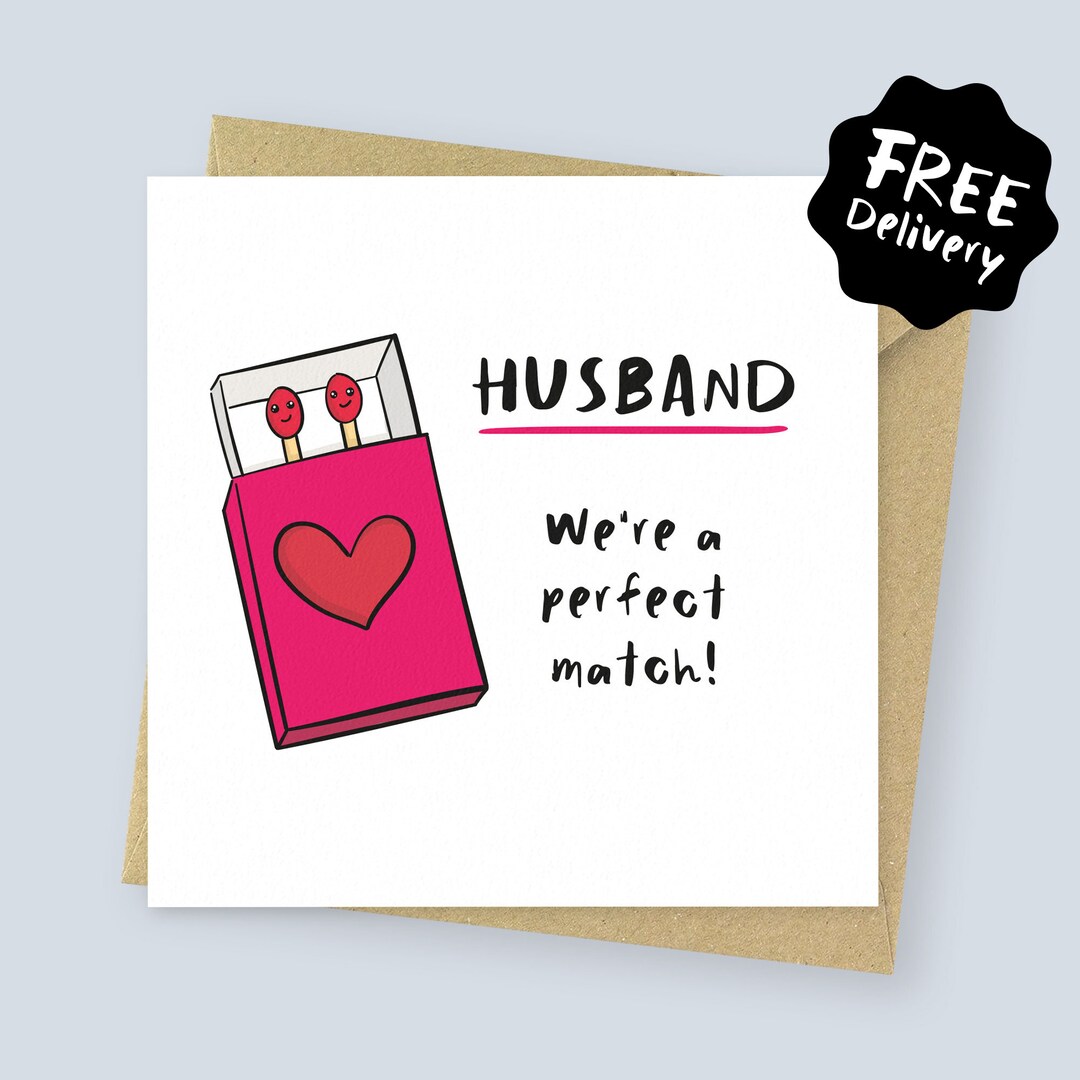 Perfect Match Funny Valentines Card for Husband // Cute Anniversary ...