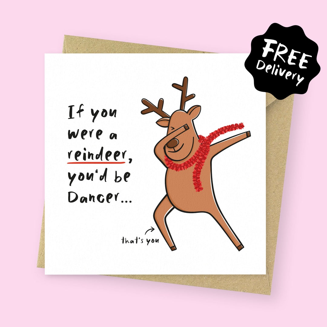 Dancer Reindeer Funny Christmas Card // Funny Dancing Dab Reindeer ...