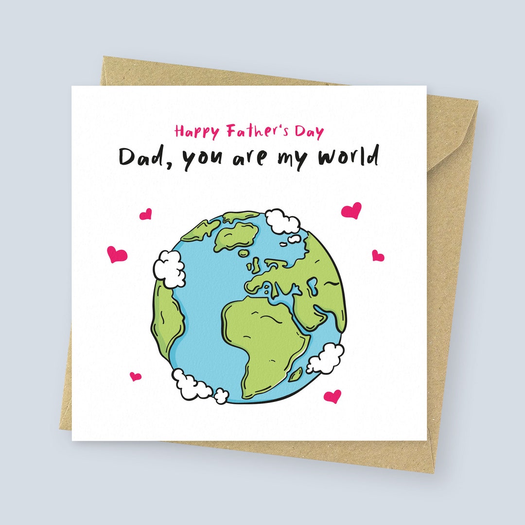 My World Cute Father's Day Card for Dad // Happy Fathers Day Card for ...