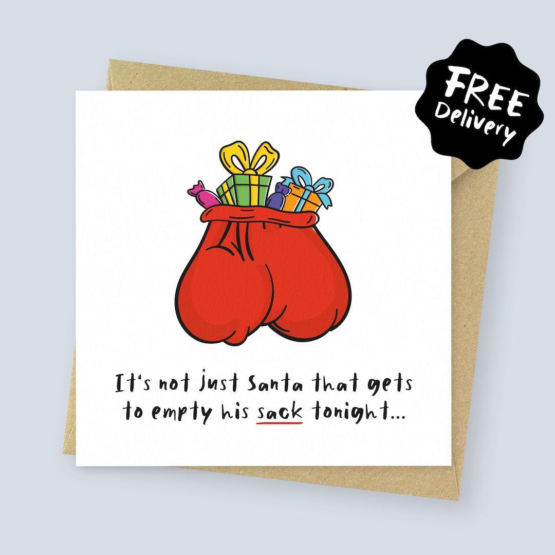 Santa's Sack, Funny Christmas Card // Rude Christmas Card for Him, for ...
