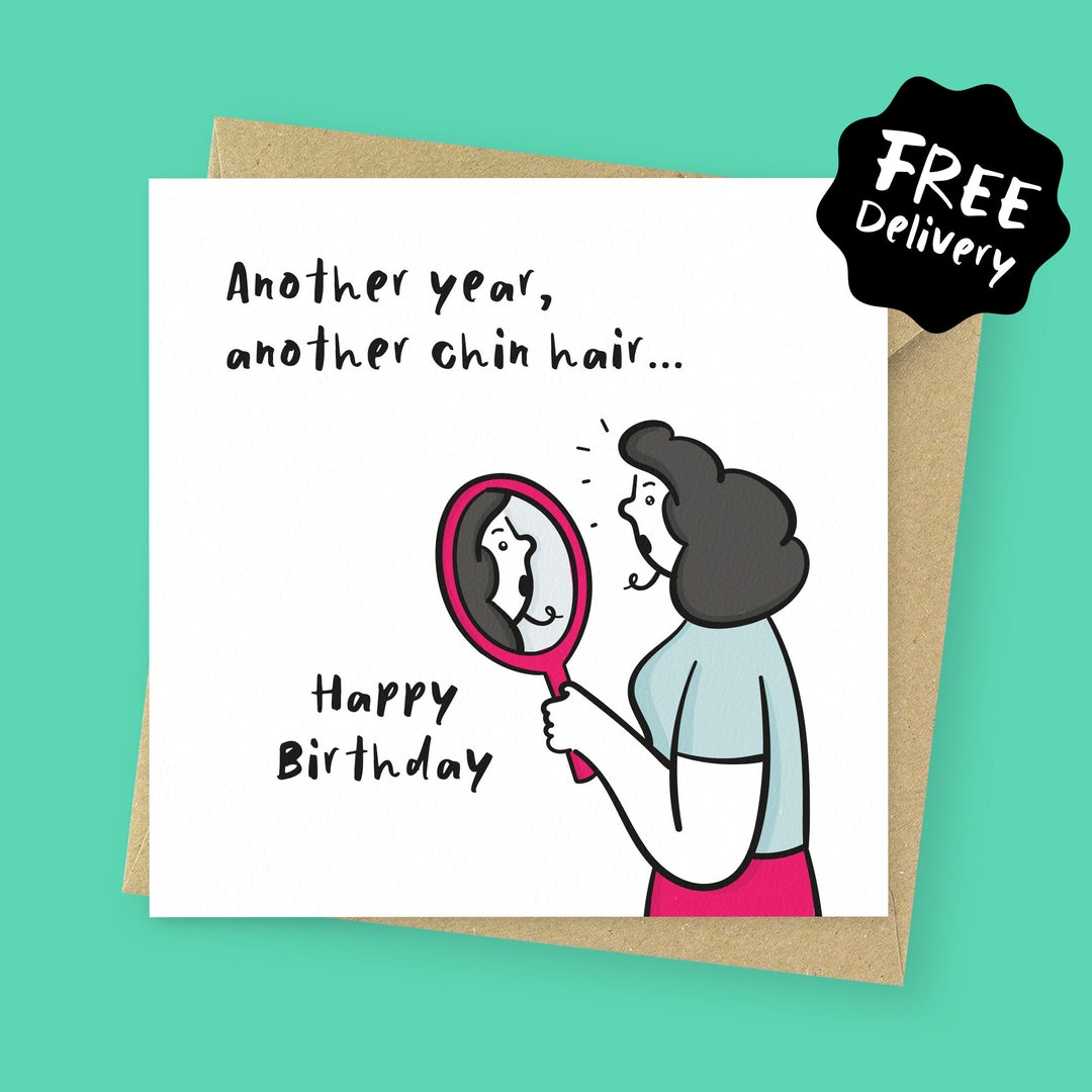 Another Chin Hair Funny Birthday Card for Her // Rude Birthday Gift for ...