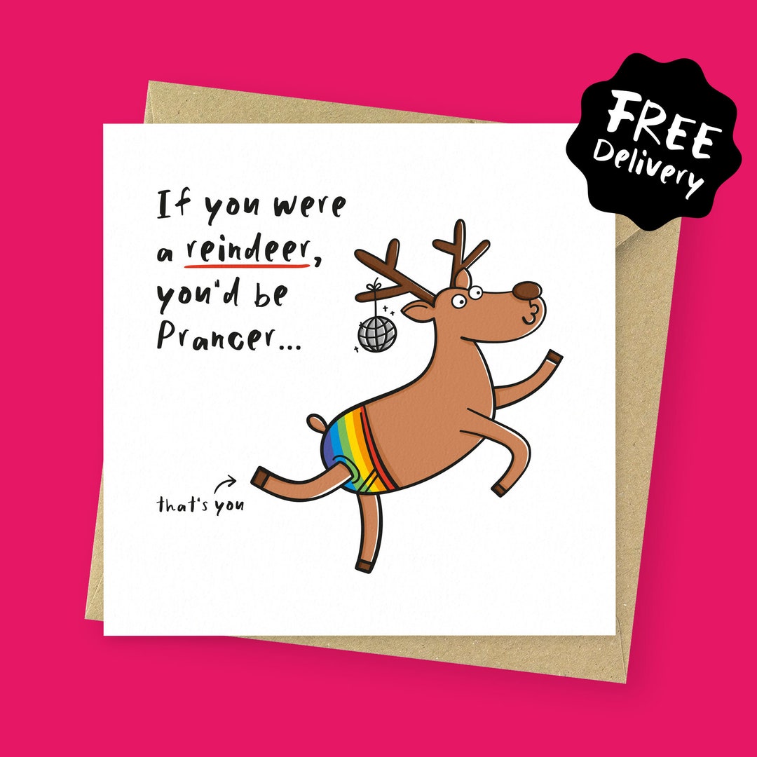 Prancer Reindeer Funny Christmas Card // Prancing Reindeer Themed ...