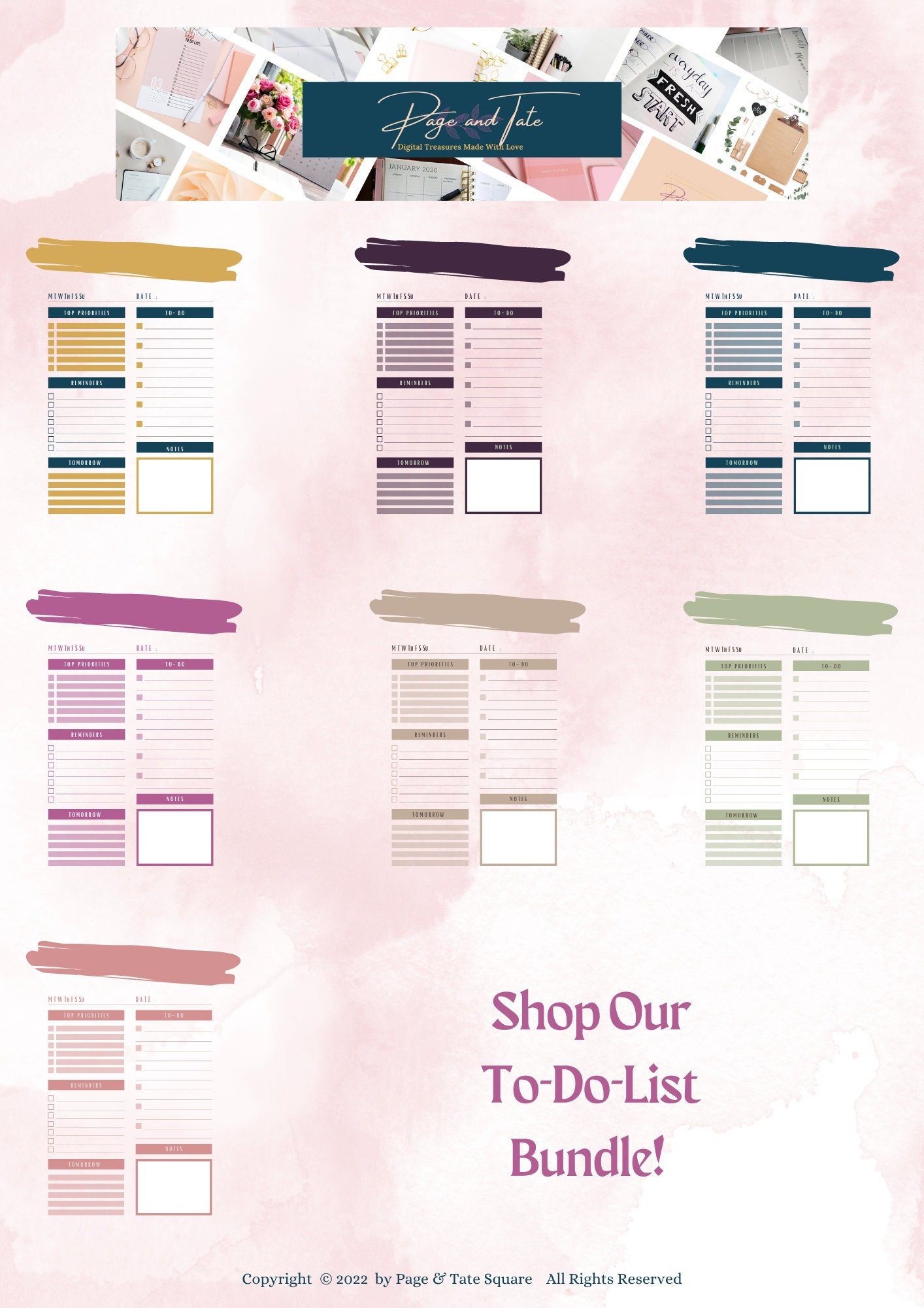 The Ultimate Digital Undated To-do-list Bundle Printable & Editable ...