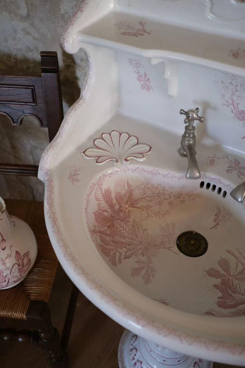 Antique French Pedestal Sink/lavabo With Floral Design – 19th Century ...