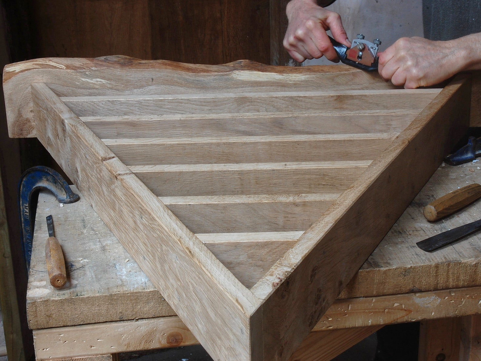 The 7 Chakra English Oak Crystal Pyramid, Triangle Crystal Shelf, Wall ...